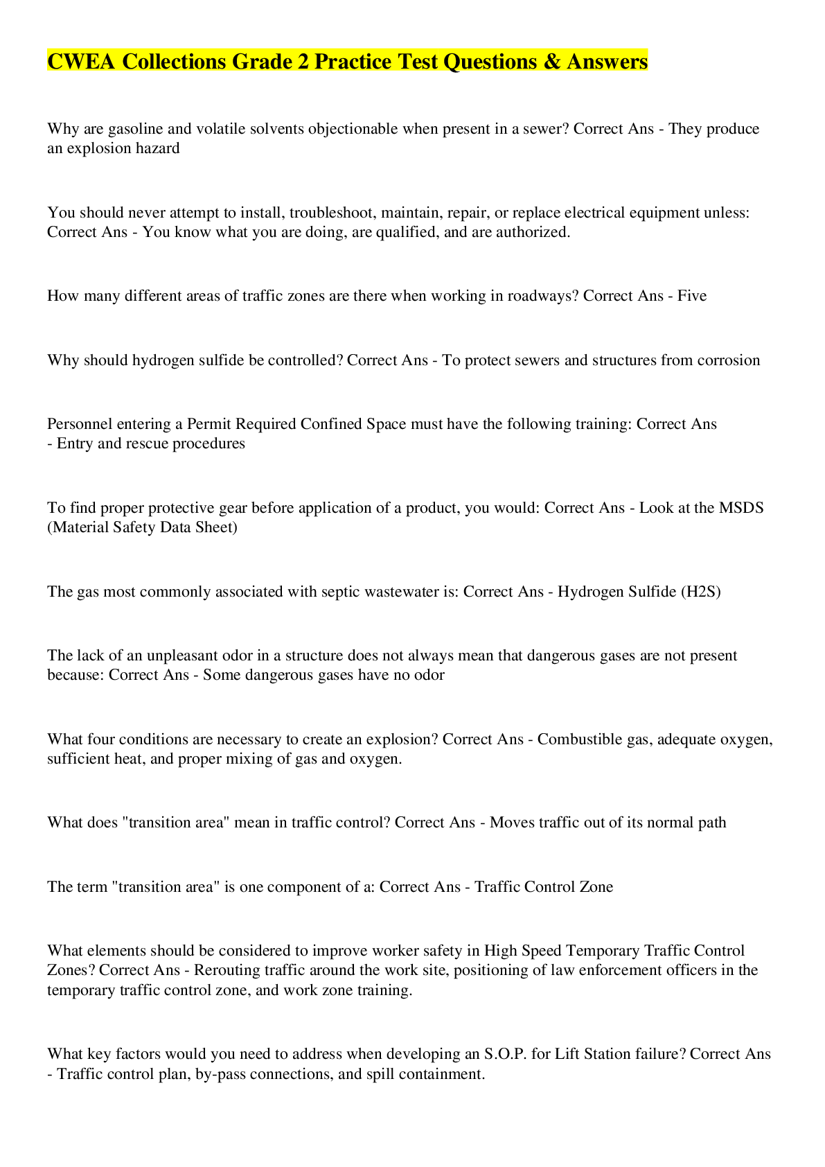 Cwea Collections Grade 2 Practice Test Questions And Answers Scholarfriends